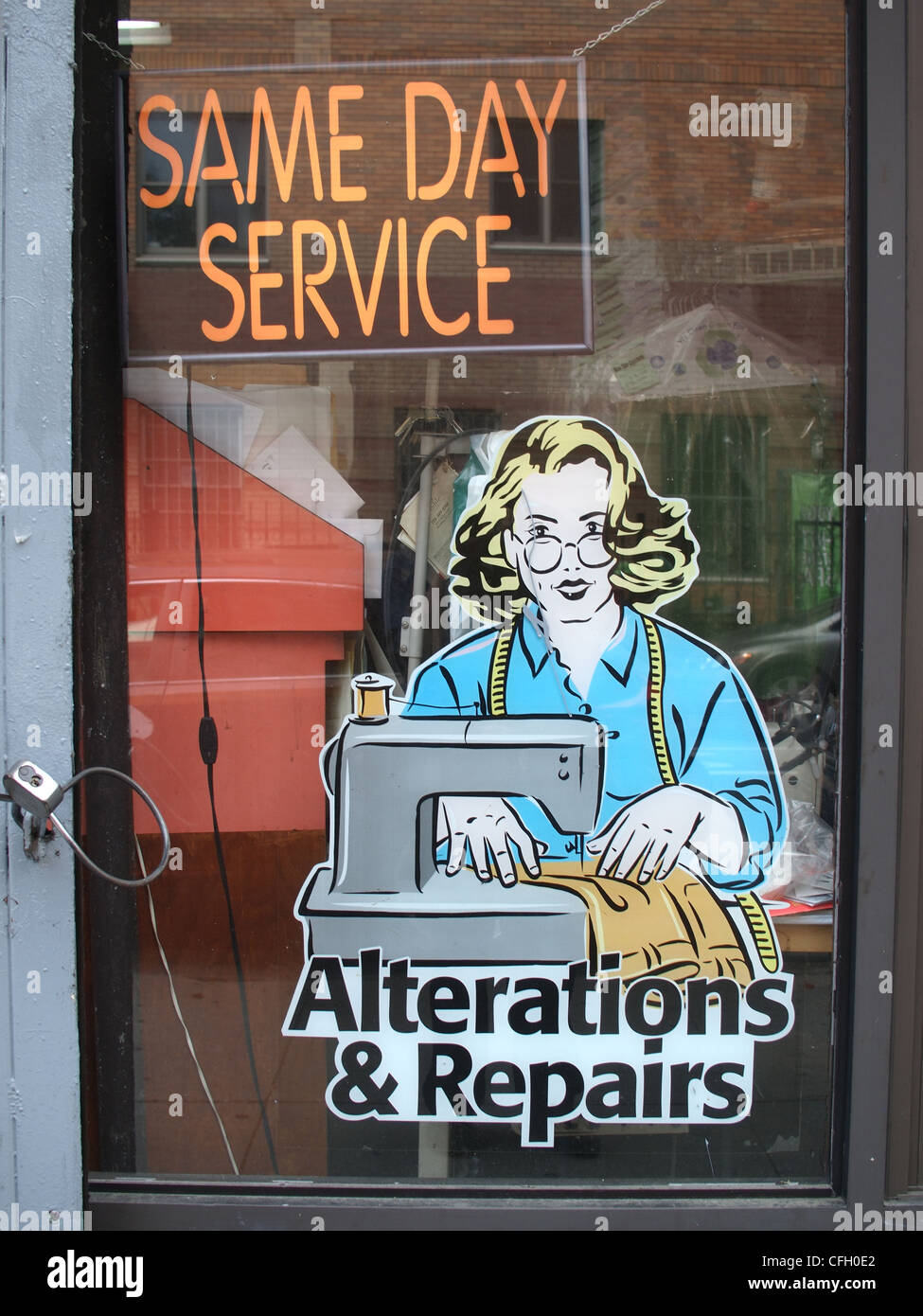 Window of tailor shop, Brooklyn, New York Stock Photo - Alamy