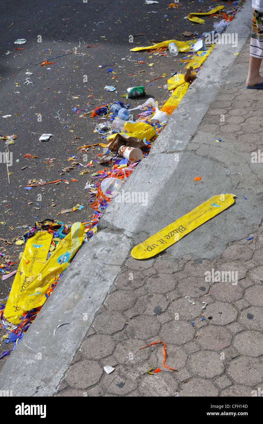 Dirty street after New Year's Junkanoo parade, Nassau, Bahamas Stock ...