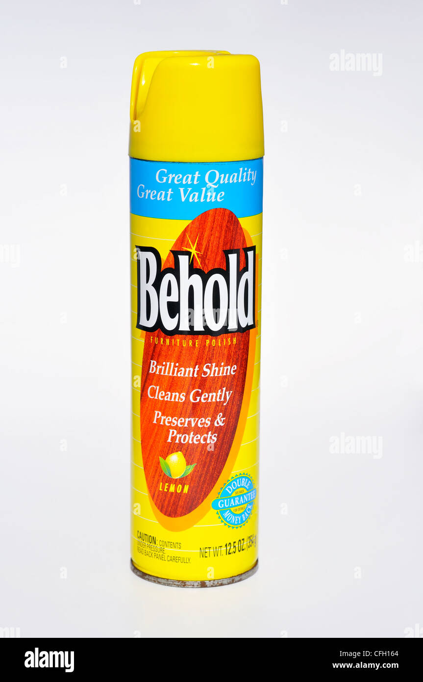 Behold furniture polishing spray Stock Photo - Alamy