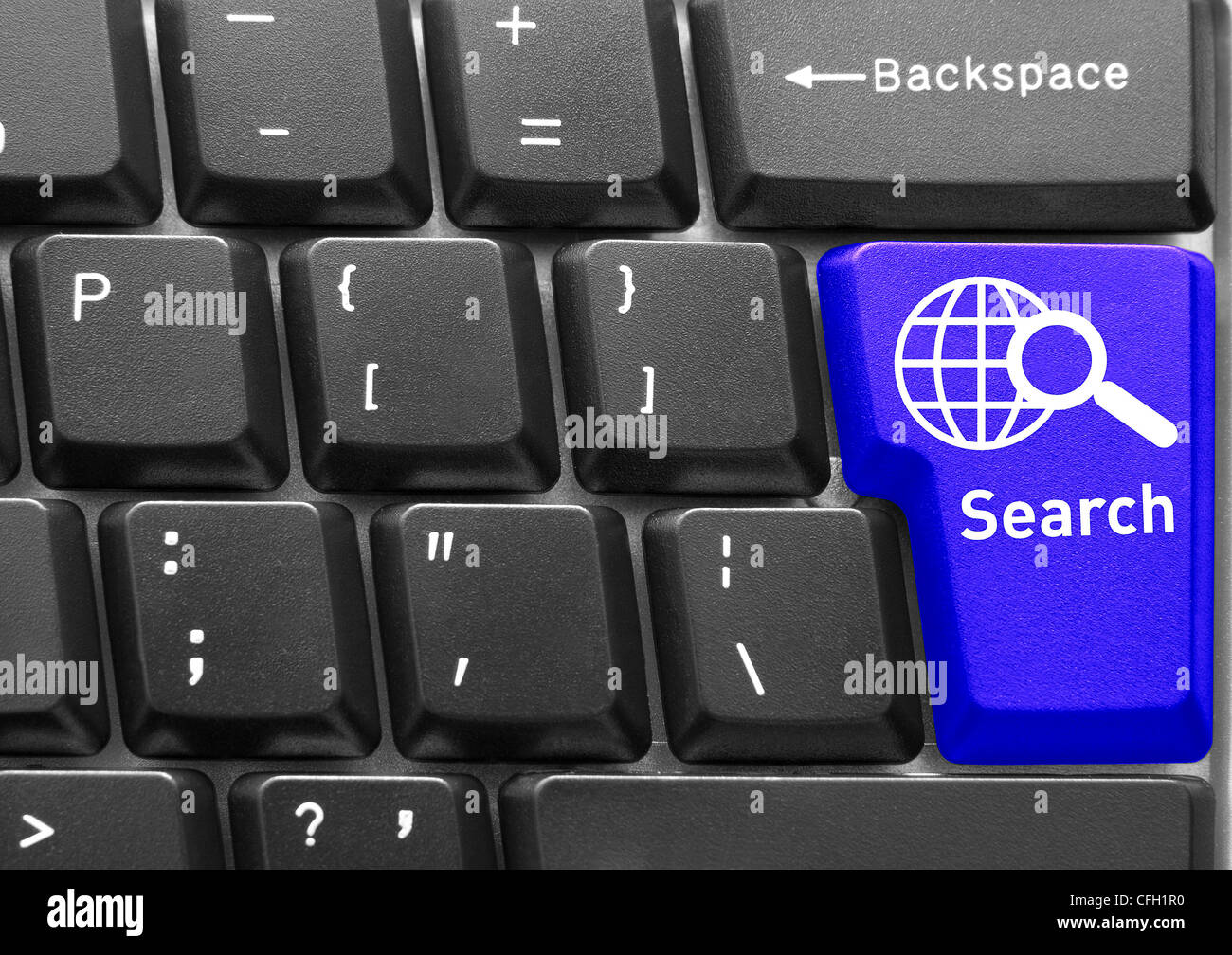 Close-up of Computer keyboard, with blue "Search" key Stock Photo - Alamy