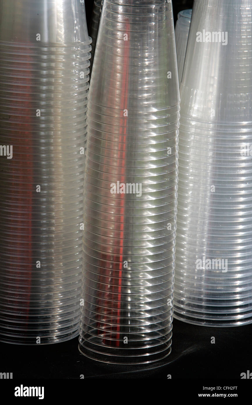 a stack of clear plastic cups Stock Photo - Alamy