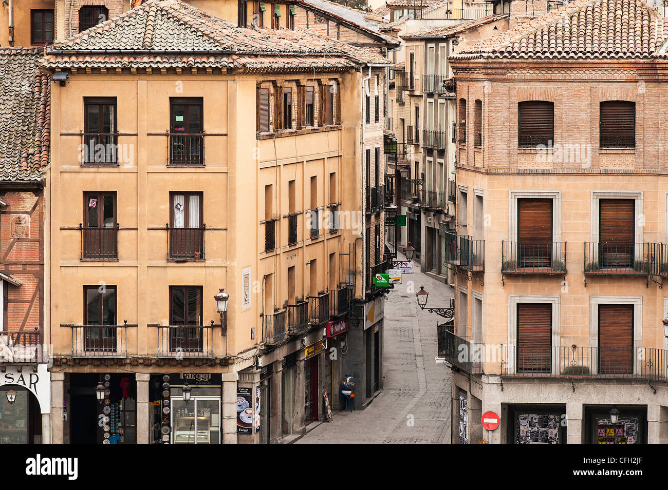 Street and buildings, Segovia, Spain Stock Photo - Alamy