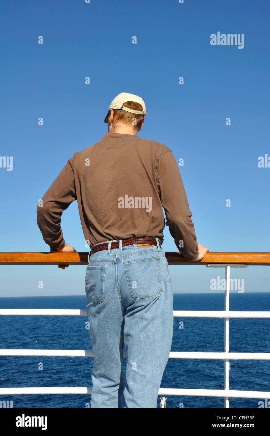 Man on cruise ship Stock Photo - Alamy