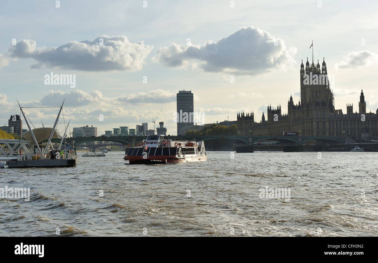 Parliament Waterloo Millennium Pier River Thames London England UK ...