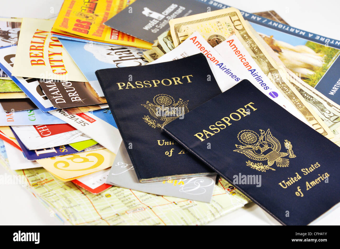 US passports and traveling documents Stock Photo - Alamy