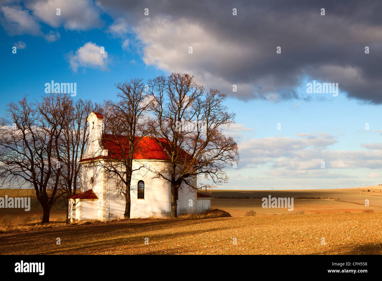 The ruins small church on the hill in spring Stock Photo - Alamy