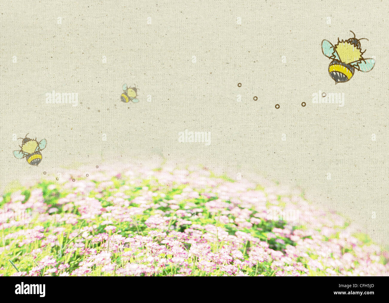 Flower fields and bees Stock Photo - Alamy