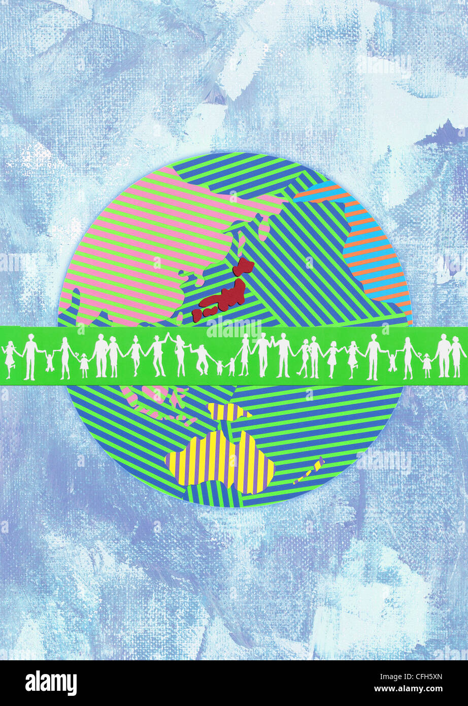 People holding hands and globe Stock Photo - Alamy