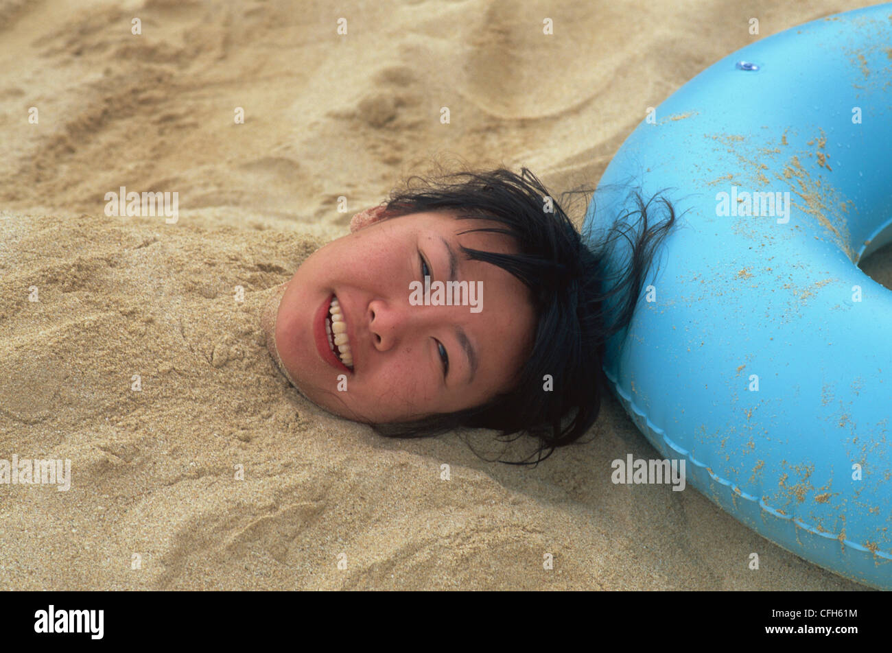 China, Hainan Island, Sanya, Dadonghai Beach, Chinese Tourist having ...