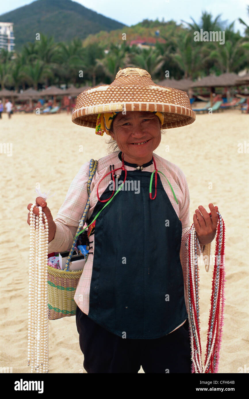 China, Hainan Island, Sanya, Dadonghai Beach, Pearl Vendor Stock Photo ...