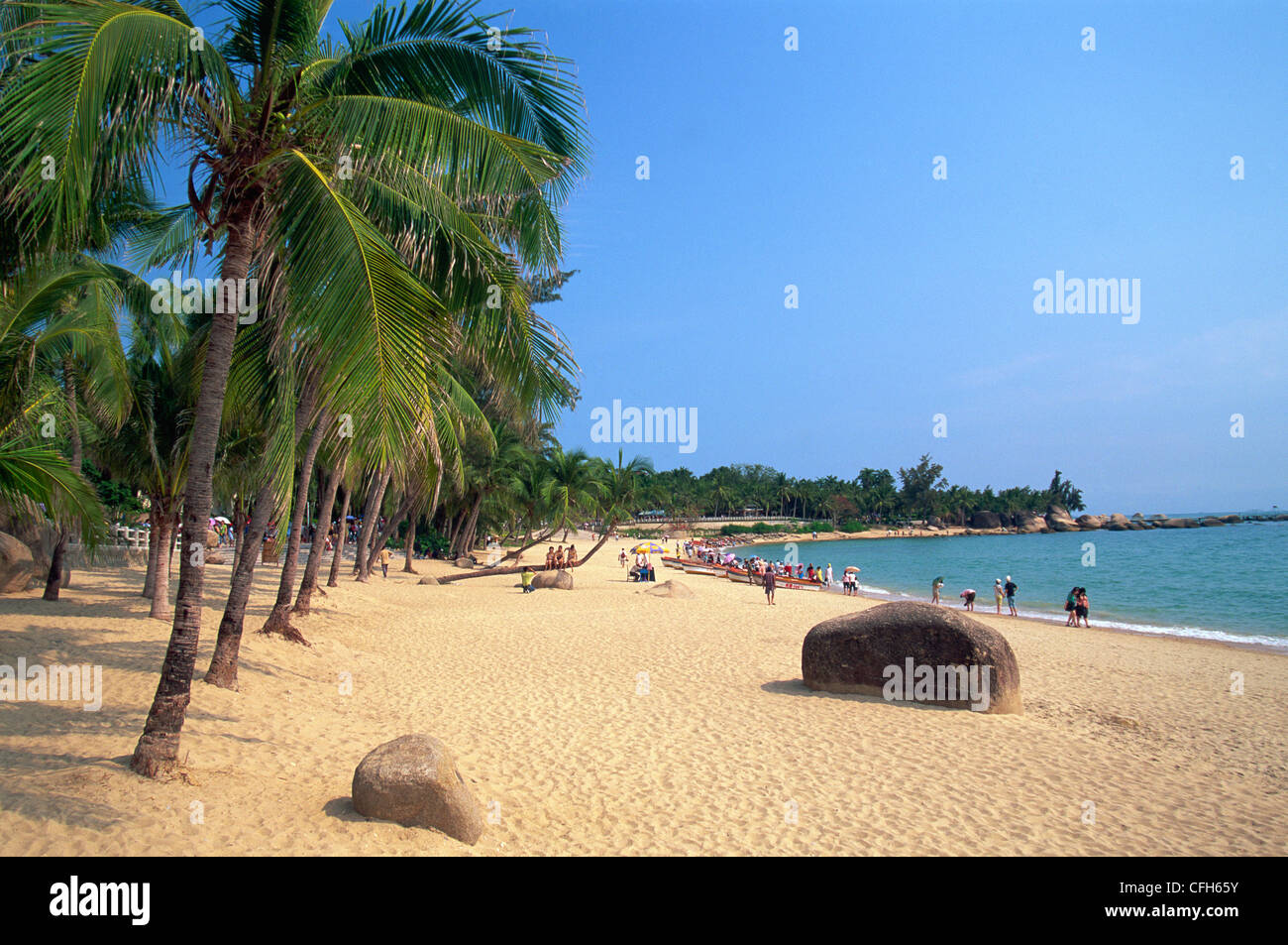 China, Hainan Island, Sanya, Beach Scene at Tianya-Haijiao Tourist Zone ...