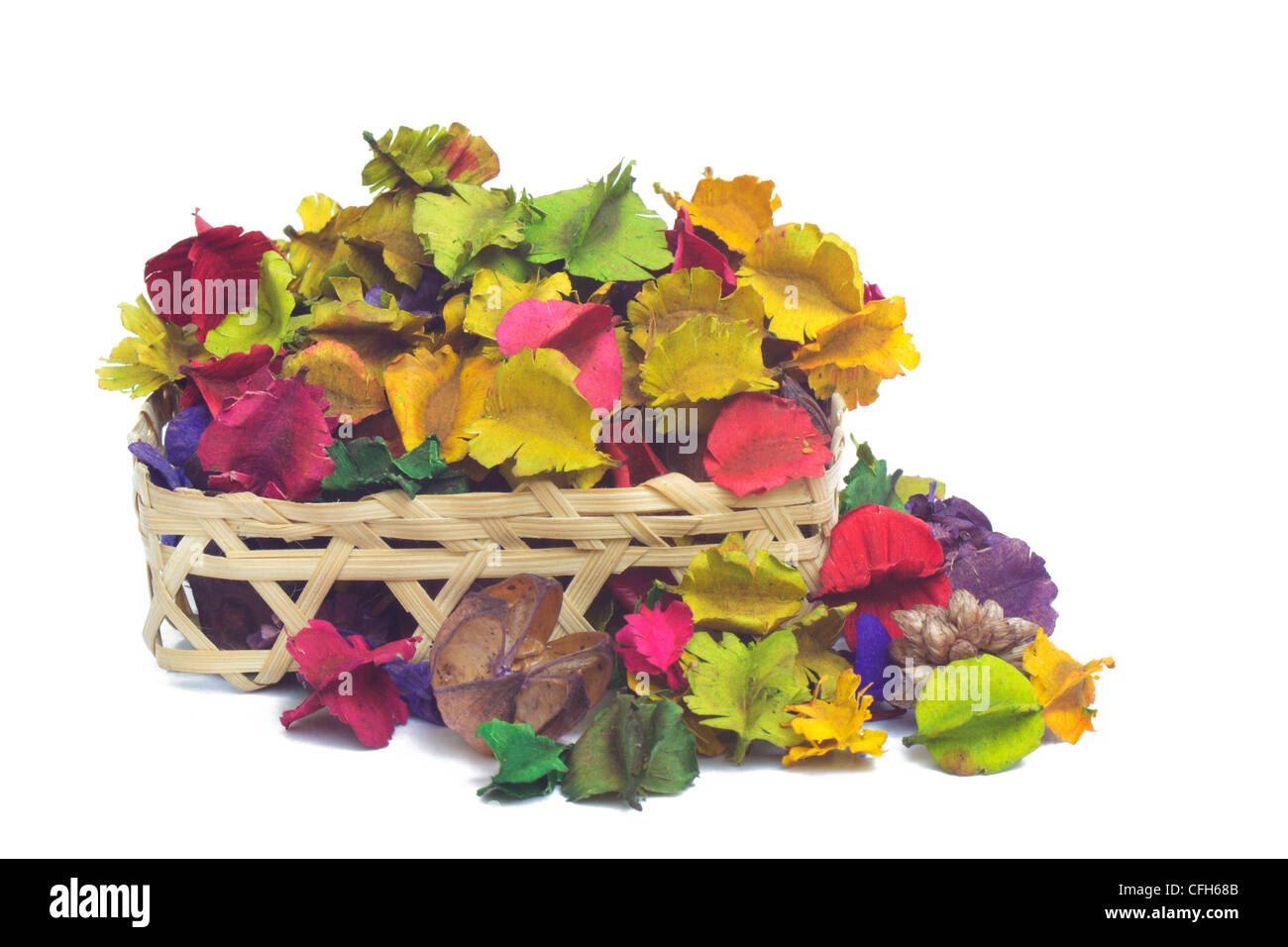 potpourri in basket on white background Stock Photo - Alamy
