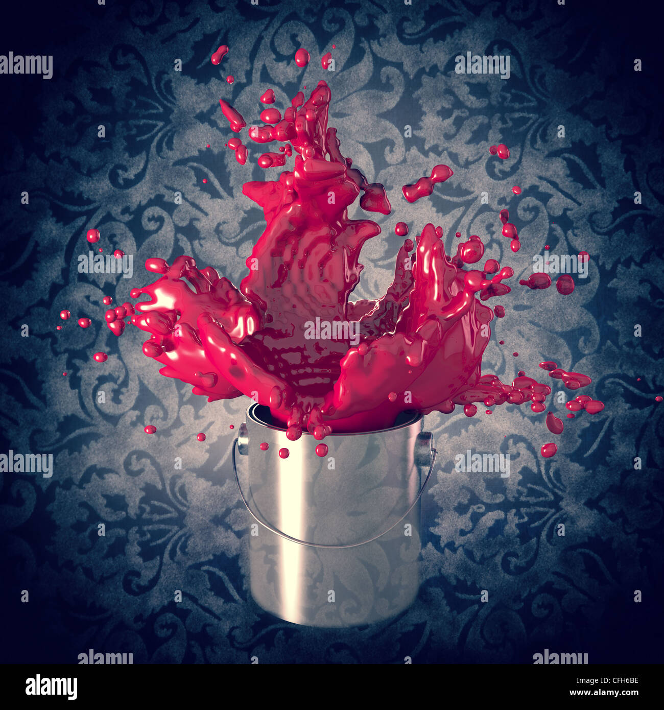 explosion of paint color in metal can Stock Photo - Alamy
