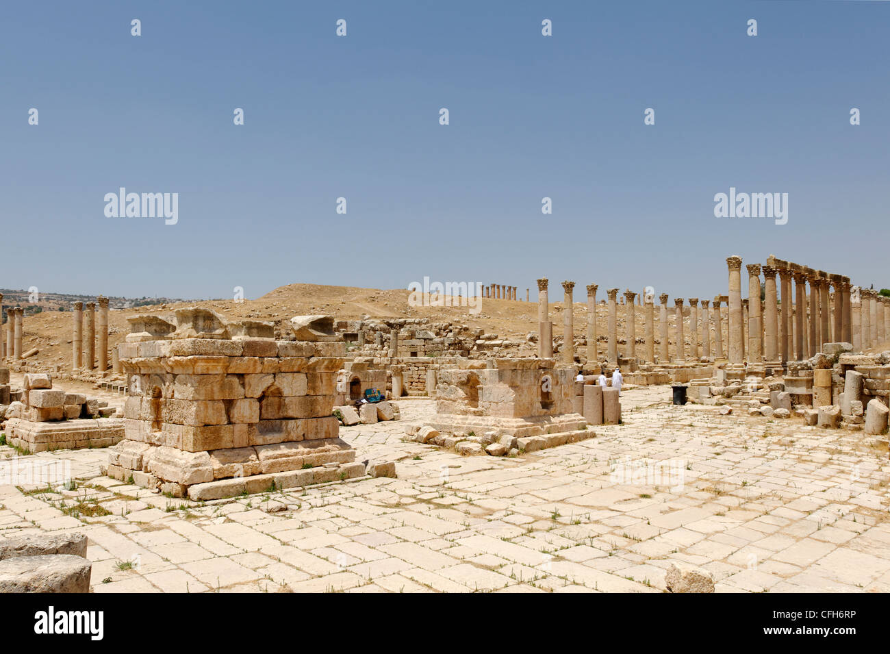 Jerash. Jordan. View of the remains of the SouthTetrapylon which marks ...