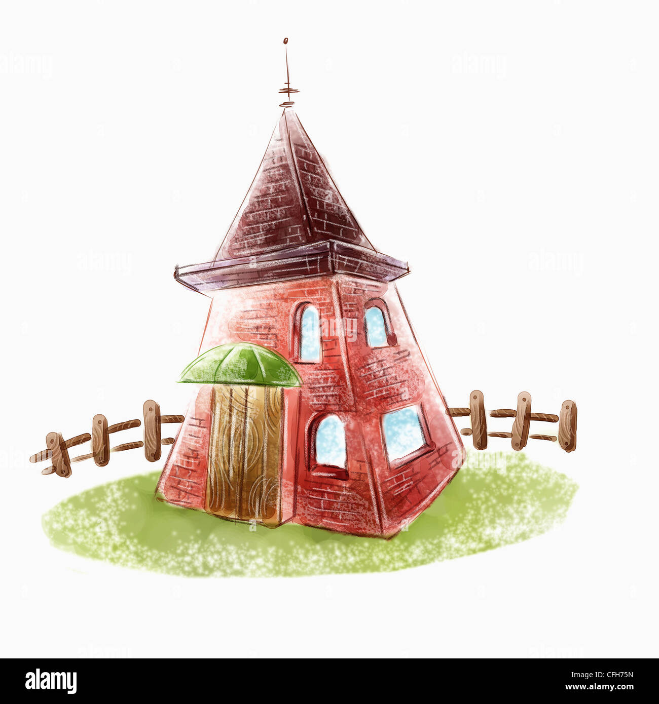 The triangular pyramid house made of brow brick Stock Photo - Alamy