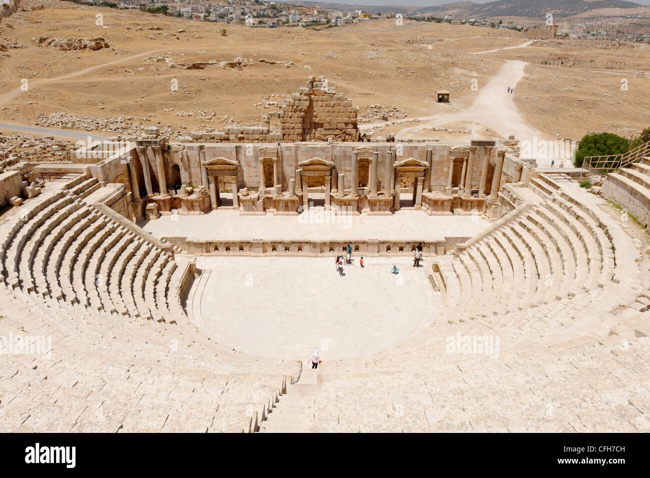 Jerash. Jordan. View of the restored South Theatre which is largest of ...