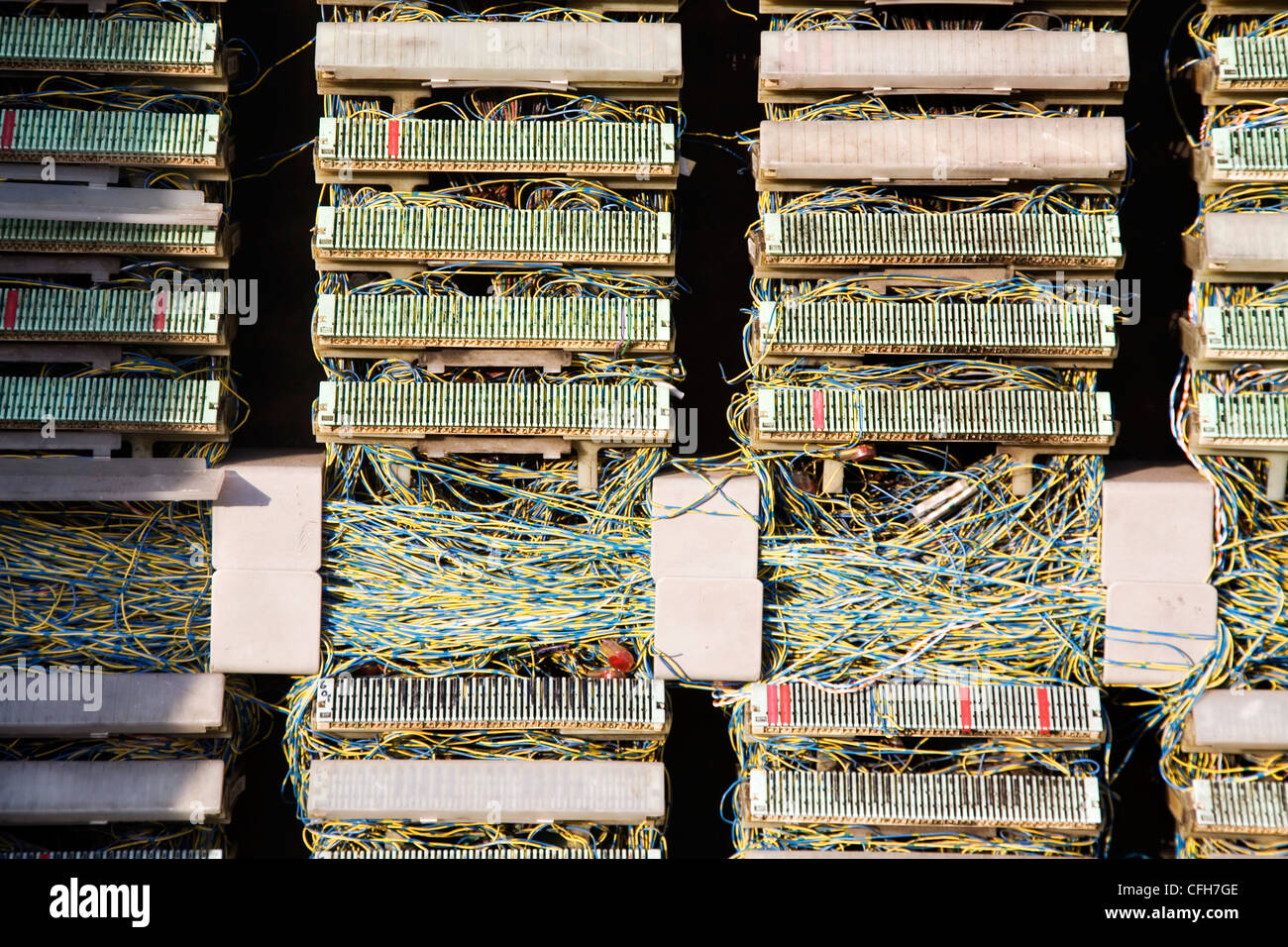 Wires inside a telephone box Stock Photo - Alamy