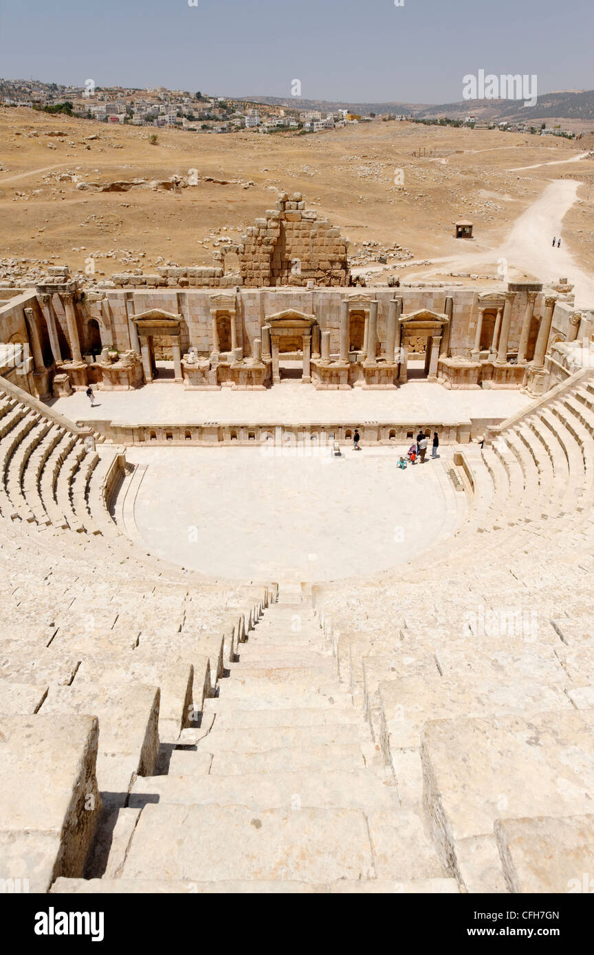 Jerash. Jordan. View of the restored South Theatre which is largest of ...