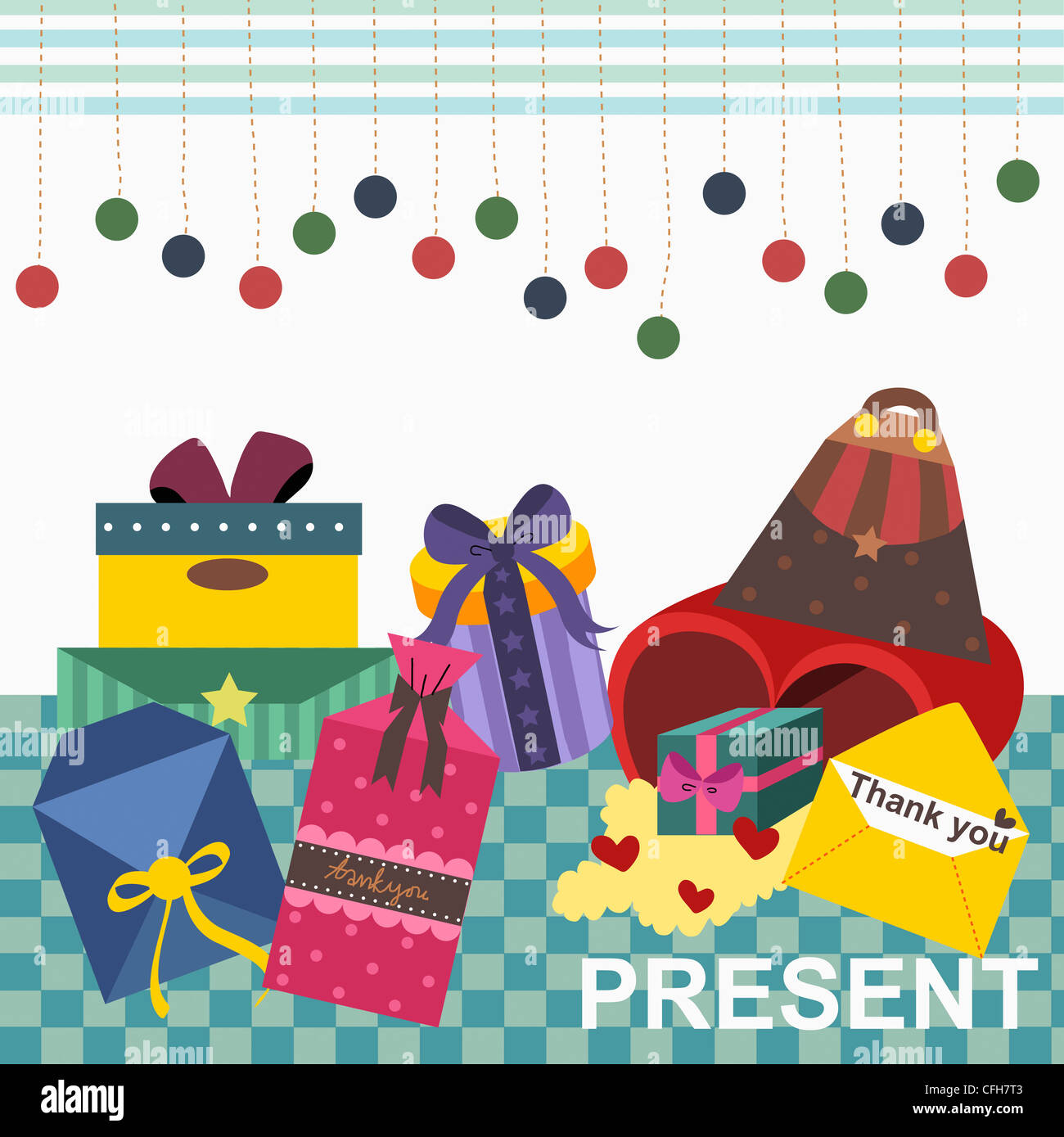 The various gift boxes with Thank you and present word Stock Photo - Alamy
