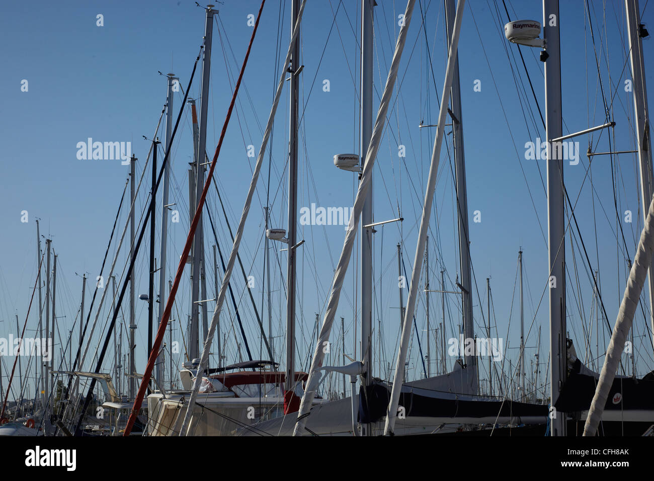 Sailing boat masts Stock Photo - Alamy