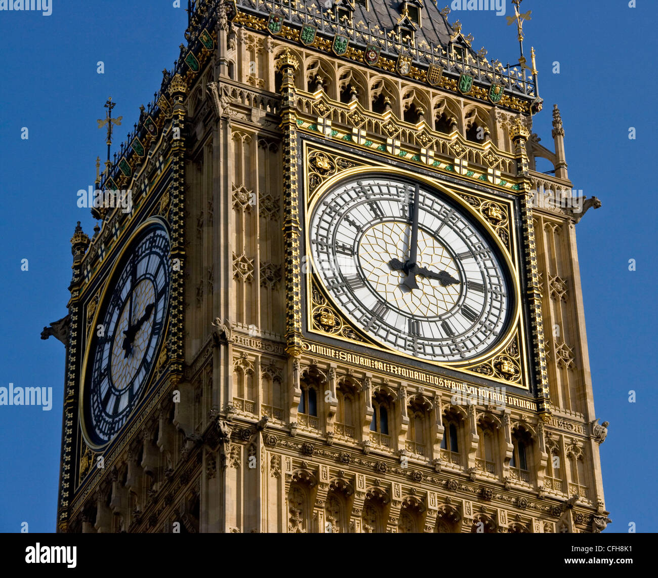 Close-up Big Ben Clock Tower grade 1 listed UNESCO world heritage site ...