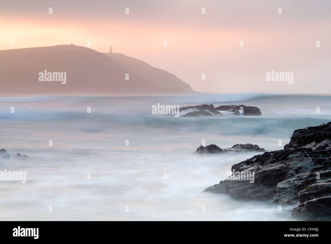 Cornwall seascape looking from Damer Bay to Stepper point in the ...