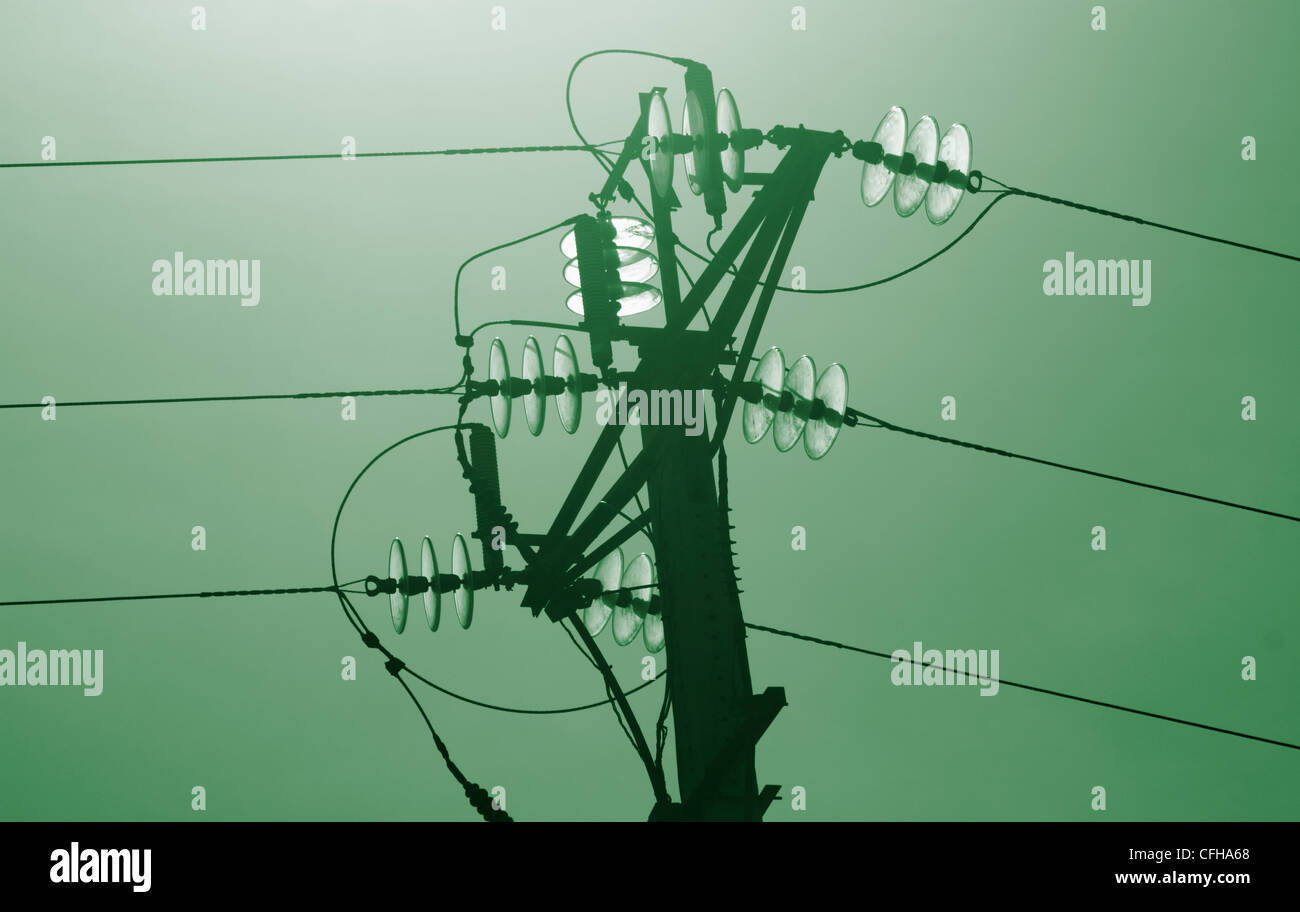 Green, clean energy concept image of pylon Stock Photo - Alamy
