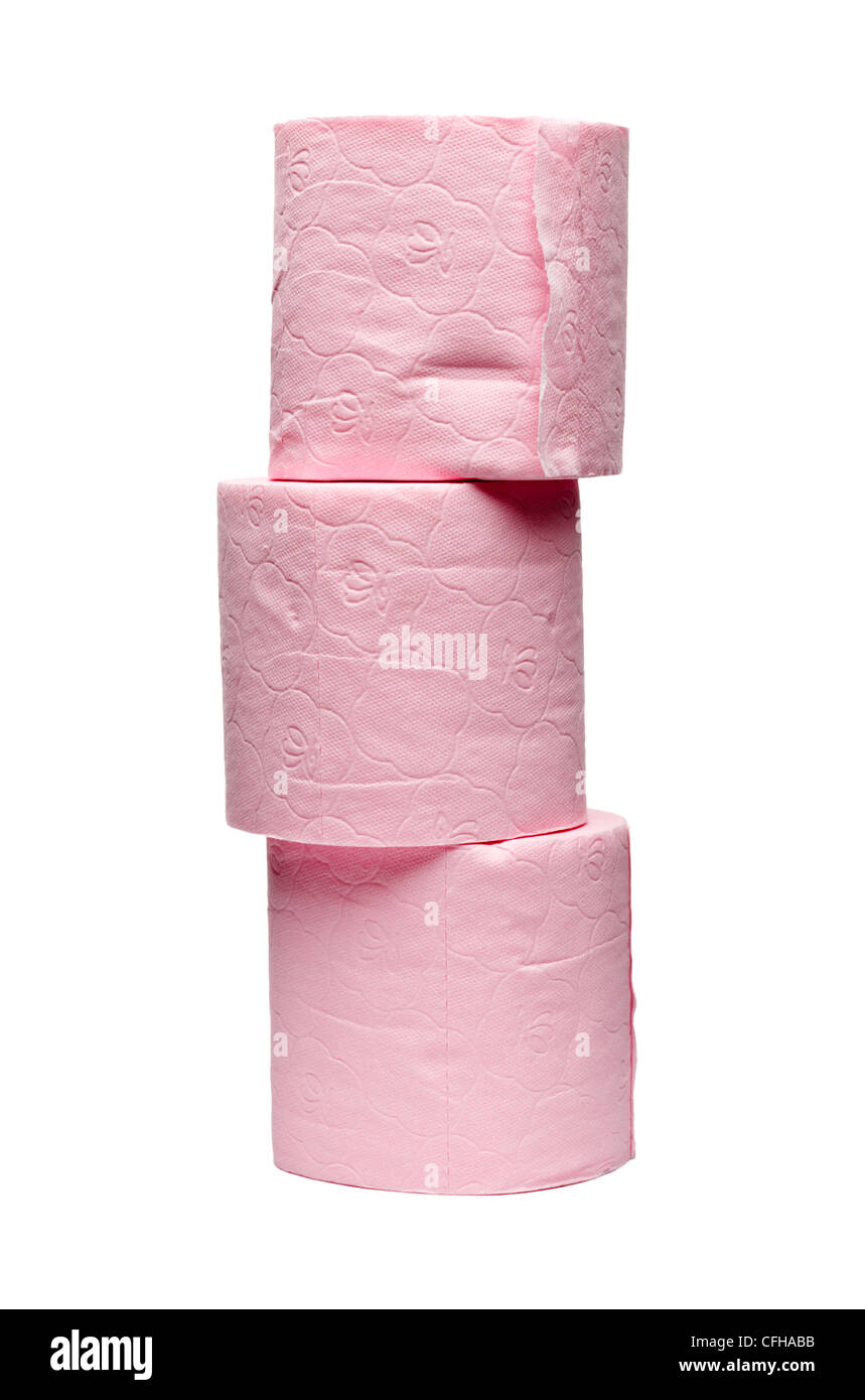 Rolls toilet paper background Cut Out Stock Images & Pictures - Alamy
