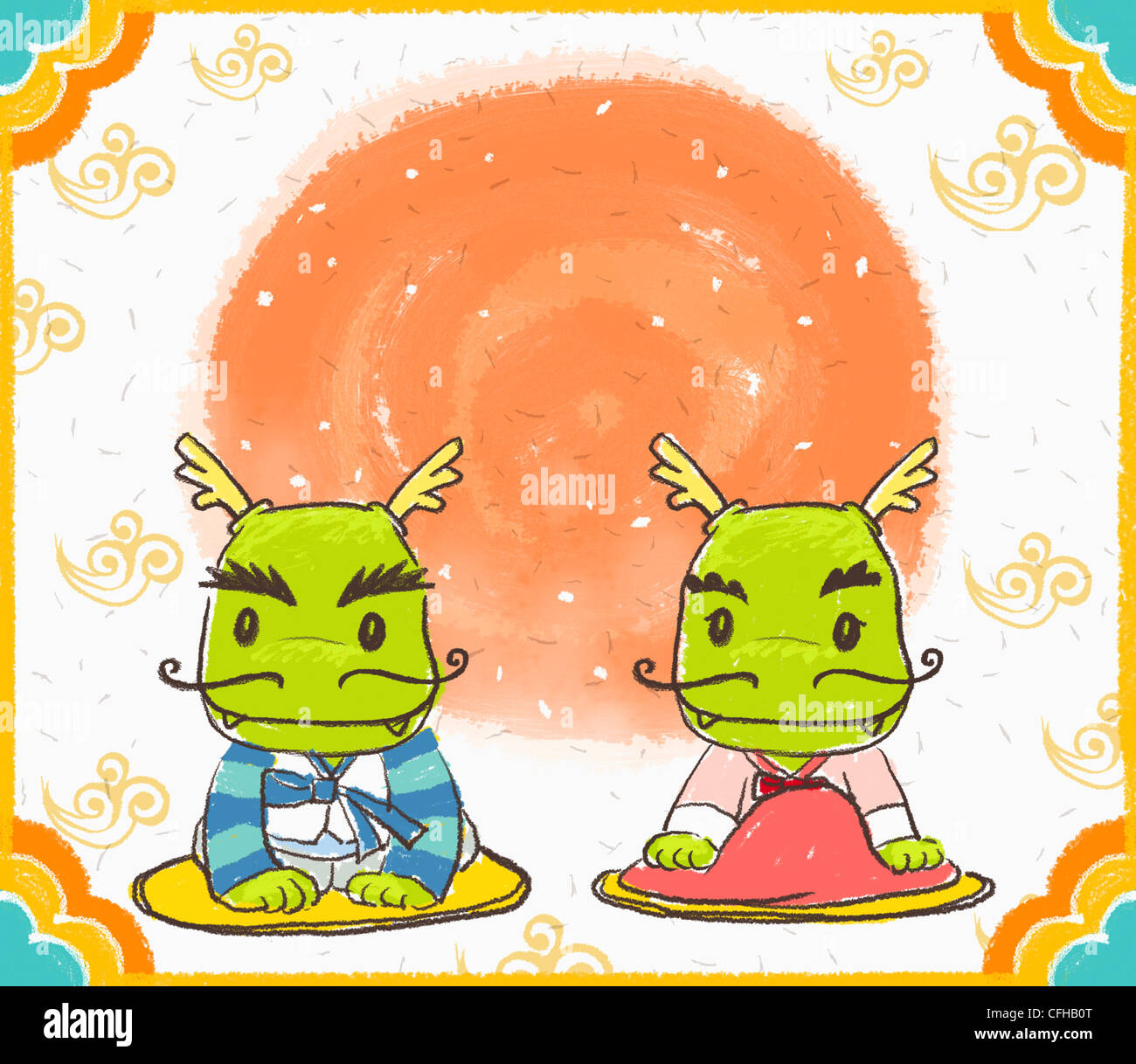 The dragon bowing in the Korean traditional clothes Stock Photo - Alamy