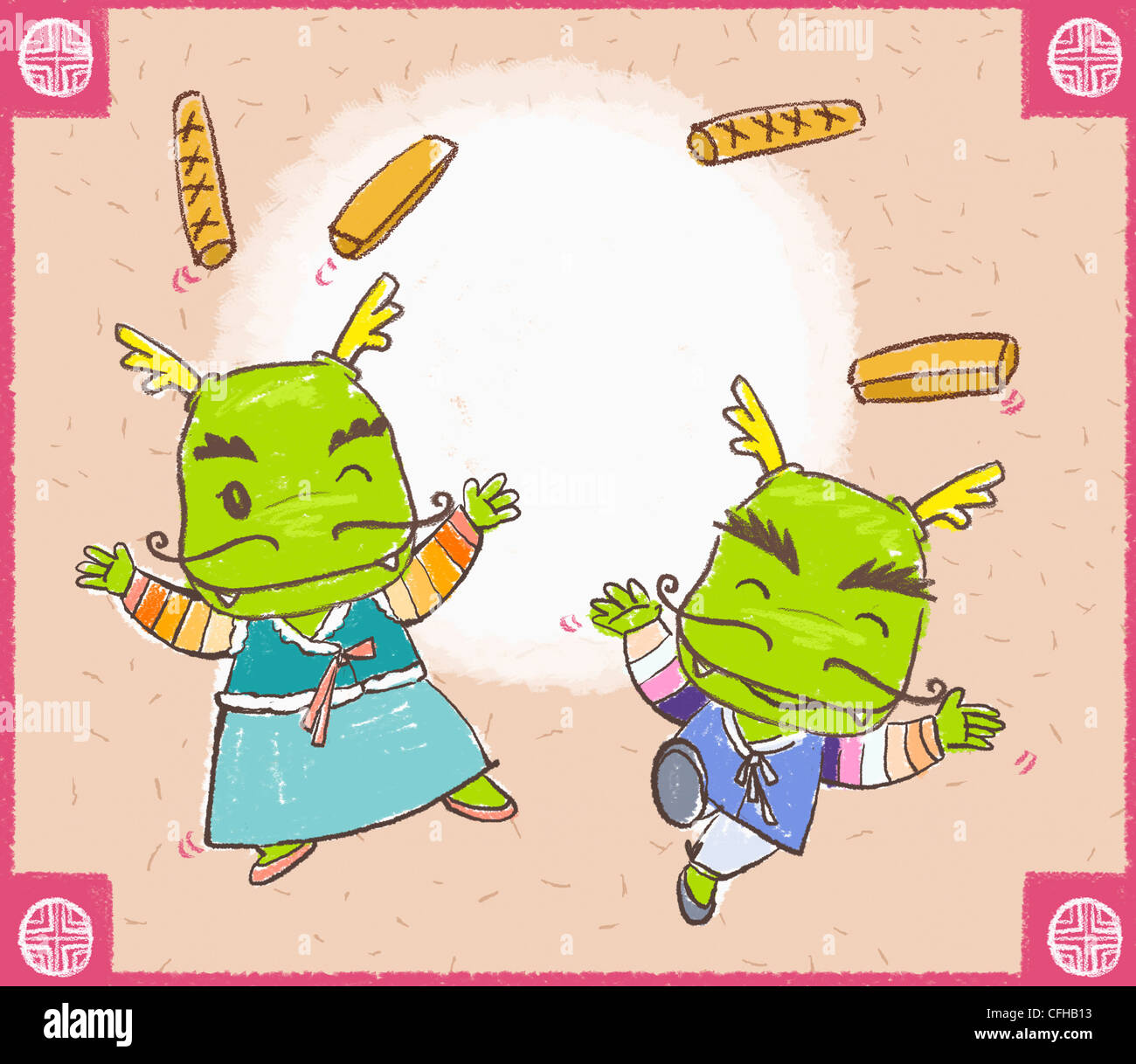 The dragon playing Korean traditional yut game Stock Photo - Alamy