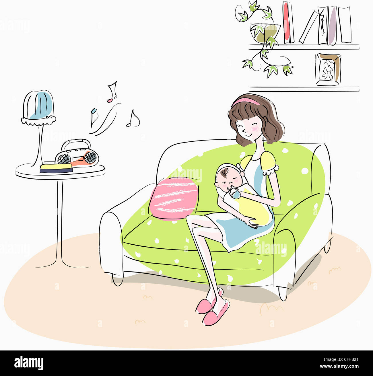 The woman feeding the baby Stock Photo - Alamy