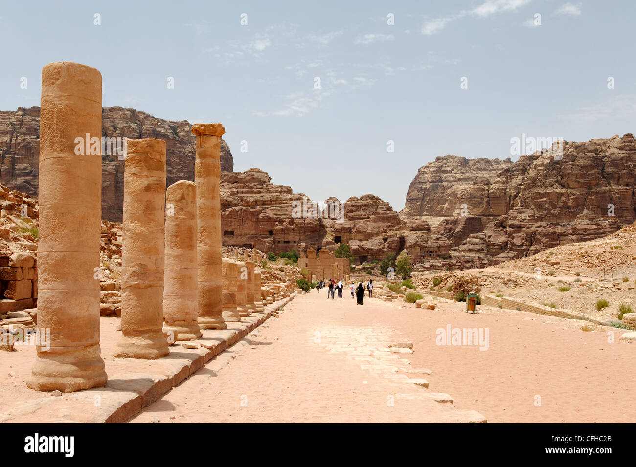 Petra. Jordan. View of few of the remaining upright columns that once ...
