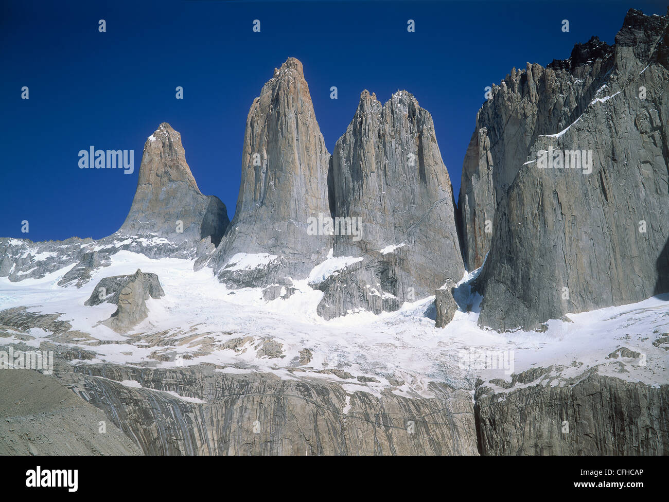 The Granite towers of Torres del Paine National Park, with the remains ...