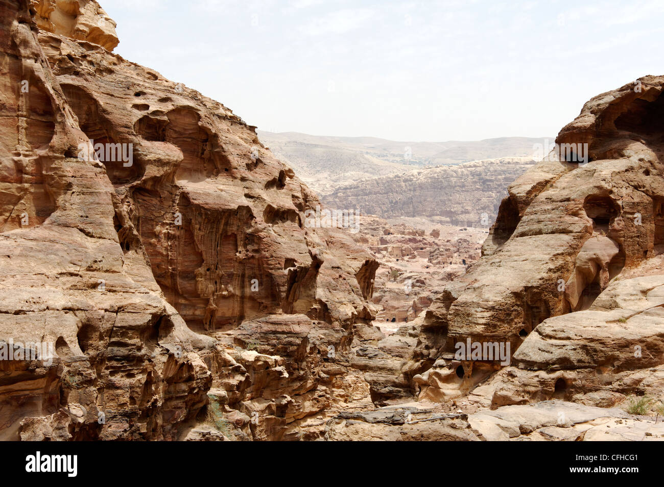 Petra. Jordan. View of the spectacular rock formations and dramatic and ...