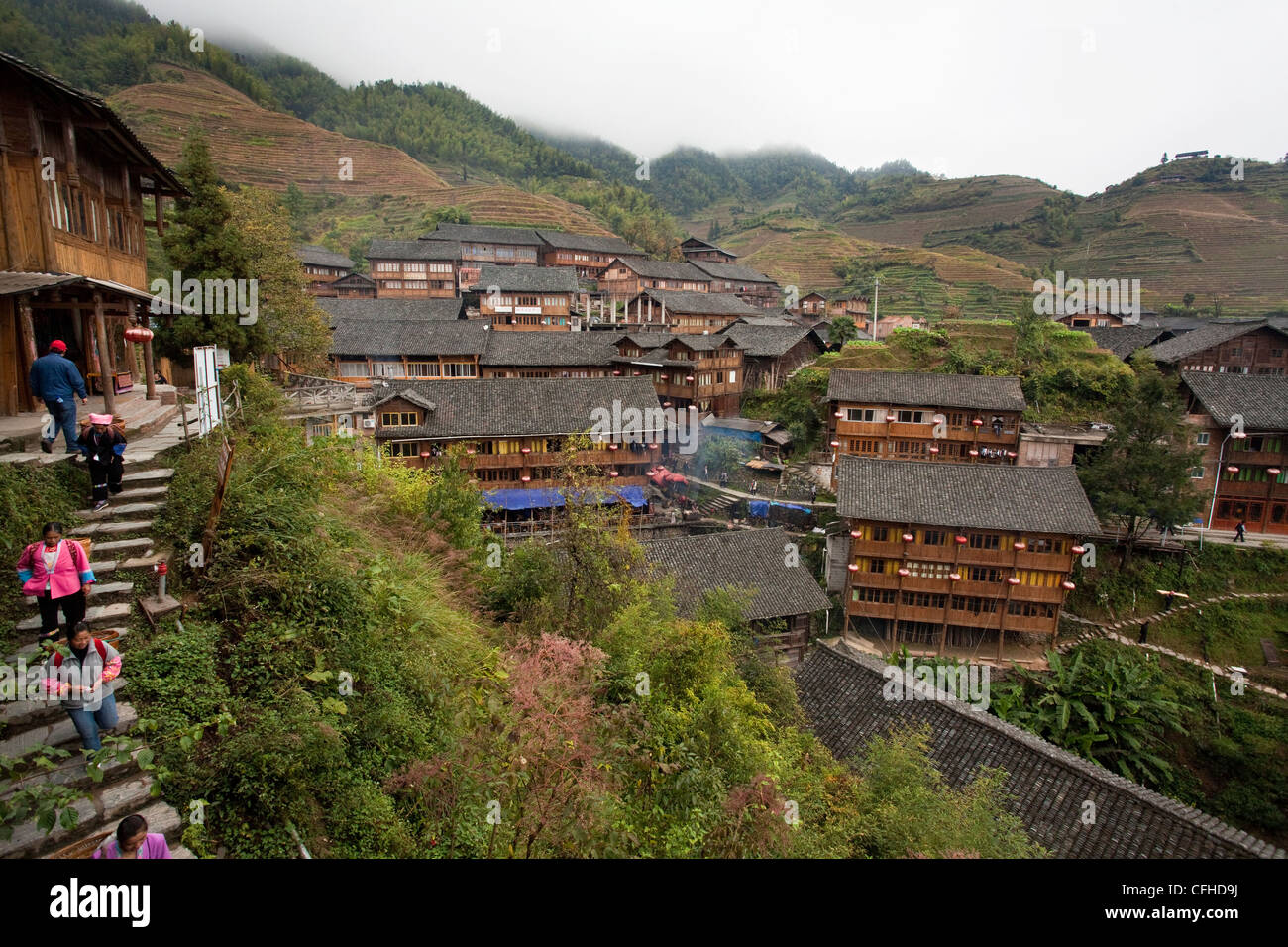 Longji (Dragon's Backbone) Terraced Rice Fields, Longsheng, China Stock ...