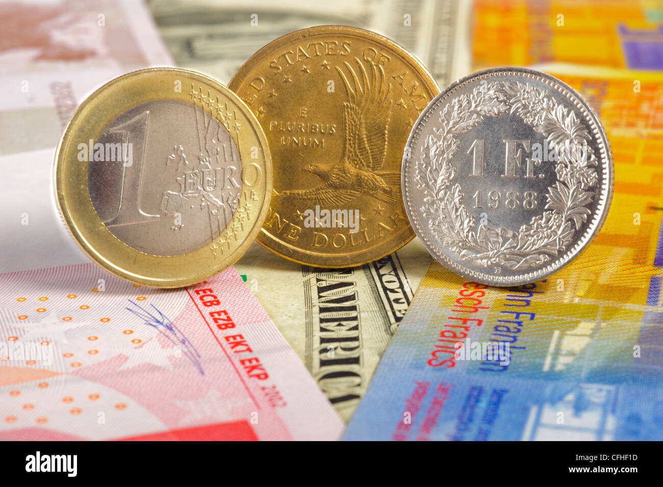 euro, dollar, franc currency Stock Photo - Alamy