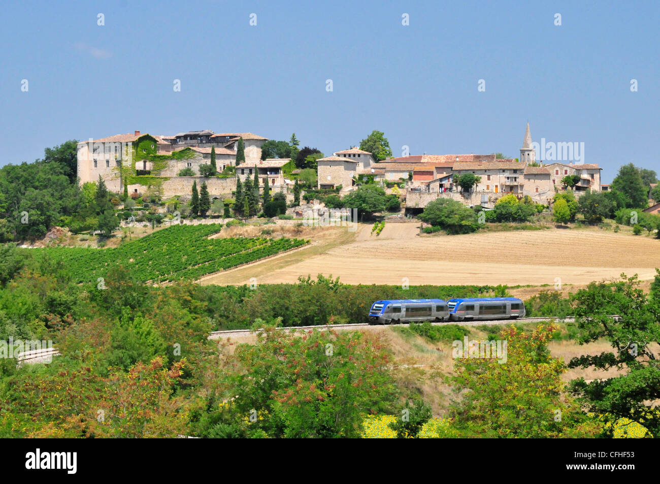 Mauriac (15): village and train Stock Photo - Alamy