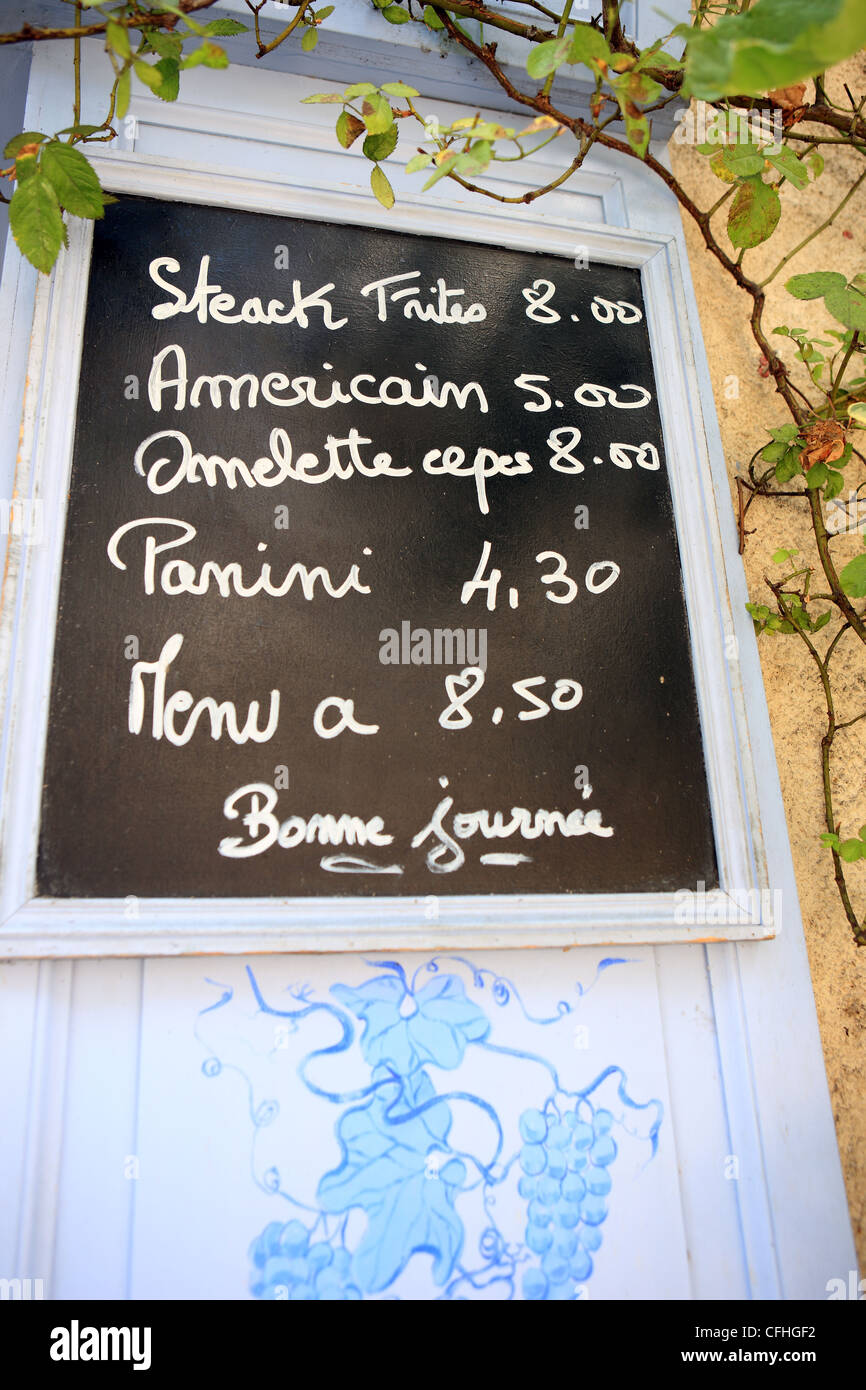 French snack menu in the Dordogne region of France Stock Photo - Alamy