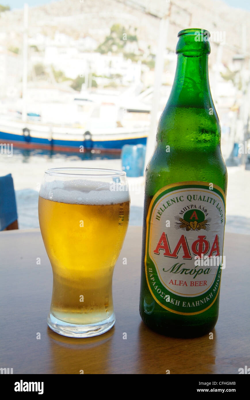 Greece The Saronic Gulf Island of Hydra Greek beer Stock Photo - Alamy