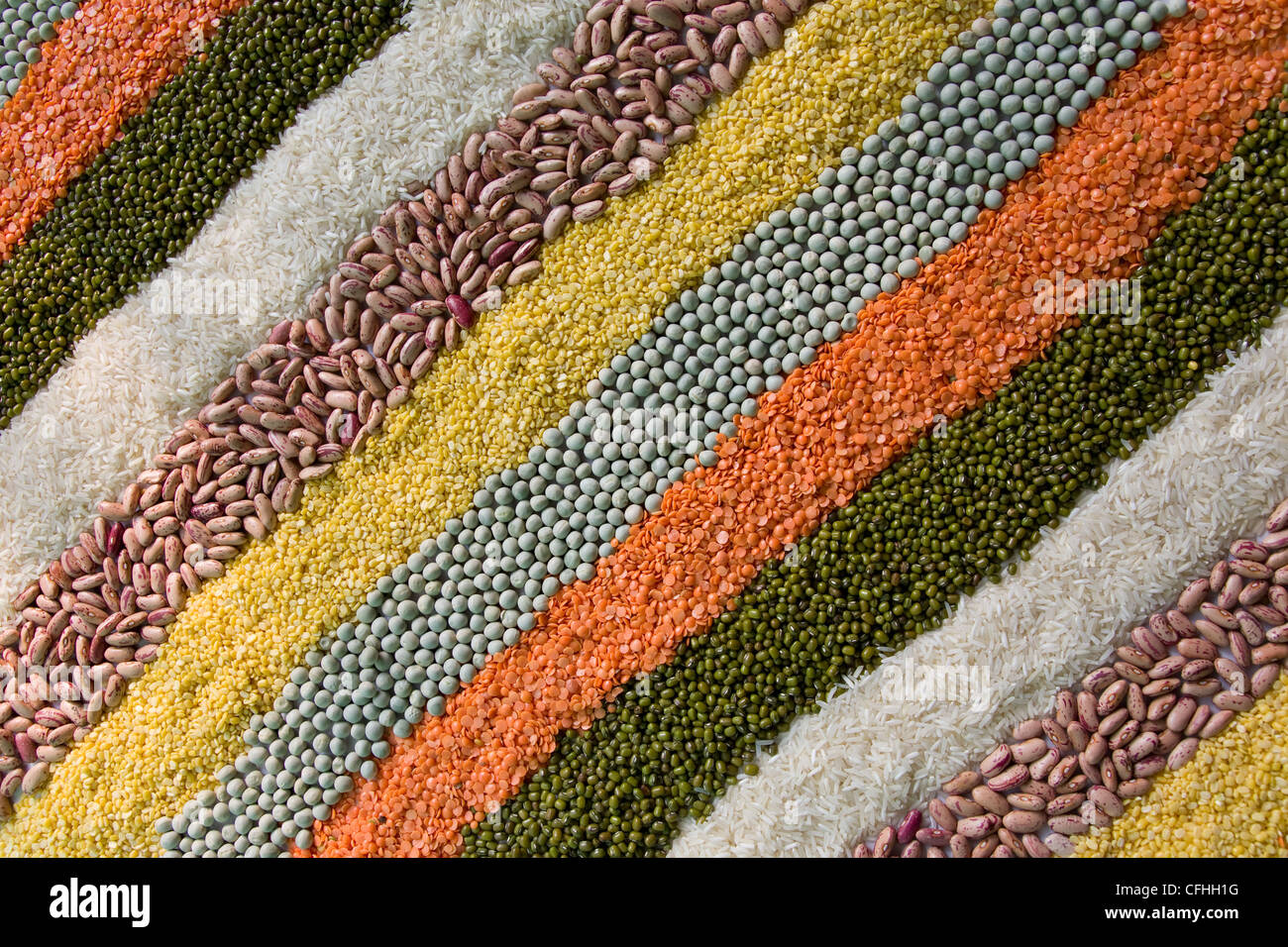 colorful striped rows of dry beans, legumes, peas, lentils Stock Photo ...
