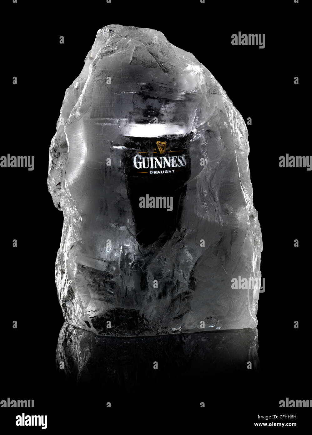 A pint of Guinness encased in a block of ice Stock Photo - Alamy