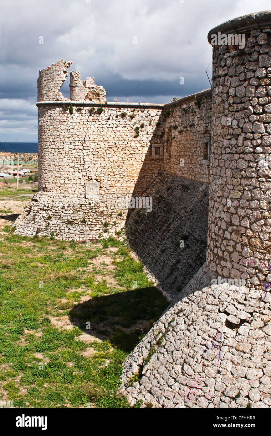 Chinchon, Spain, The relatively well preserved walls and bastions of ...