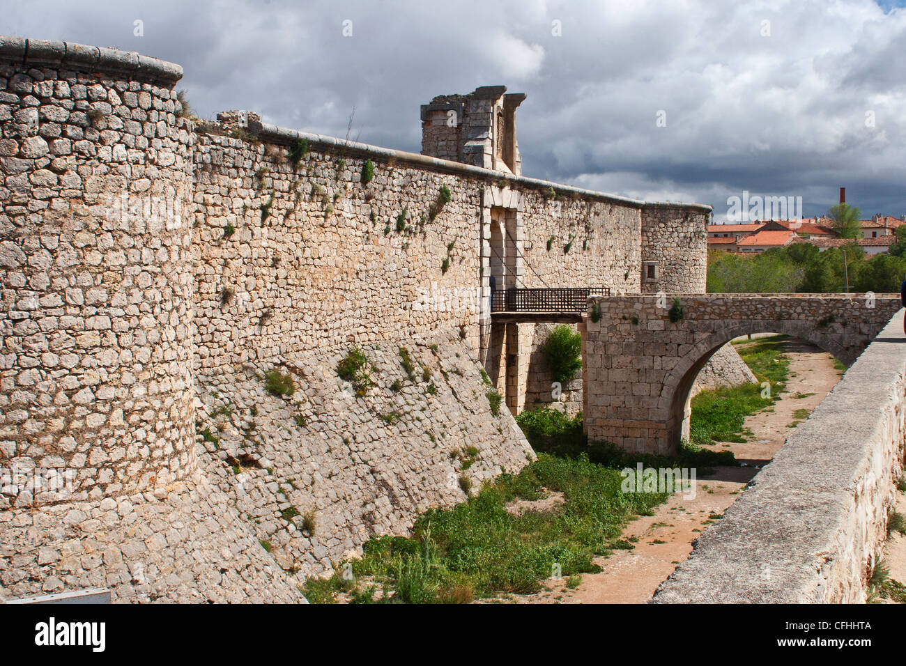 Chinchon, Spain, the walls, gateway and drawbridge of the castle of ...