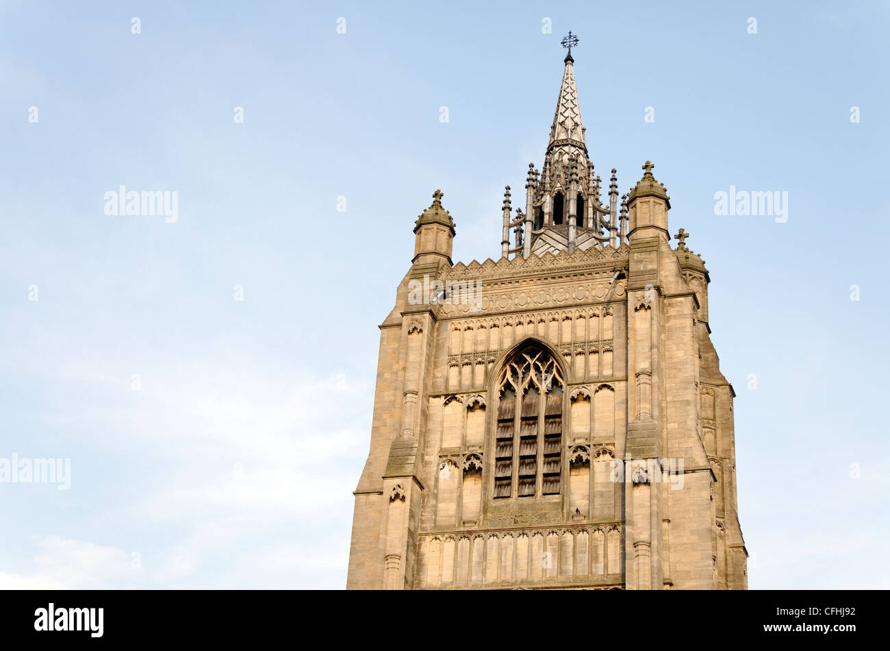 Tower and spire of the St Peter Mancroft Church, Norwich Stock Photo ...