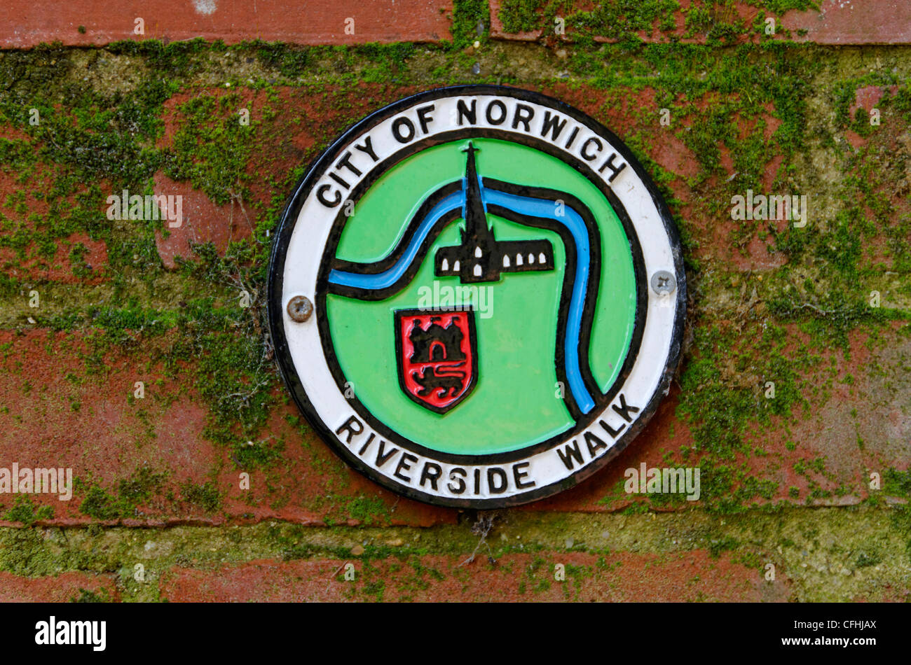 Sign for the Riverside Walk in the City of Norwich, England Stock Photo ...
