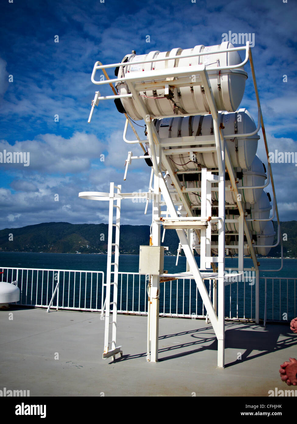 Life boat racks on a ferry Stock Photo - Alamy