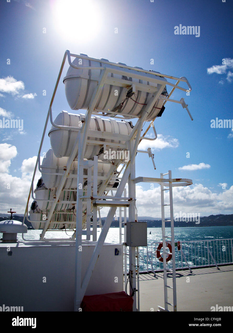 Life boat racks on a ferry Stock Photo - Alamy
