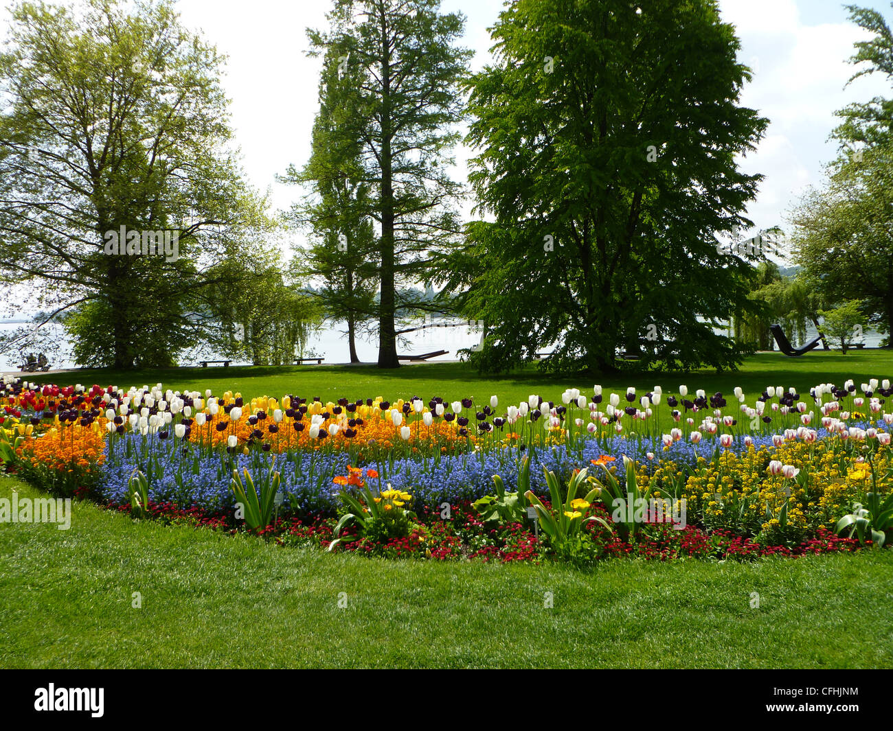 Bed of Flowers on the waterfront Stock Photo - Alamy