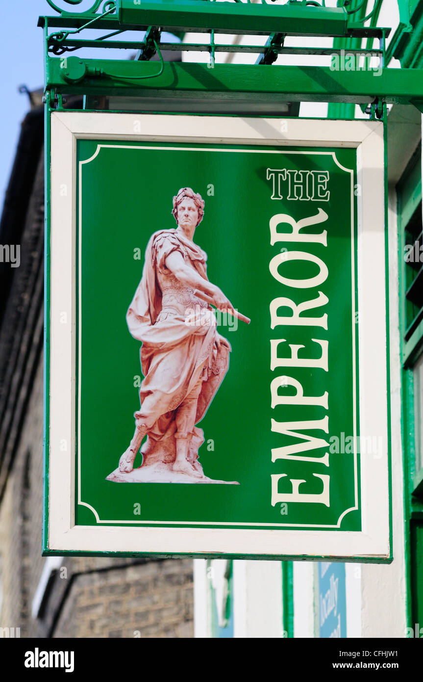 The Emperor Pub Sign, Hills road, Cambridge, England, UK Stock Photo ...