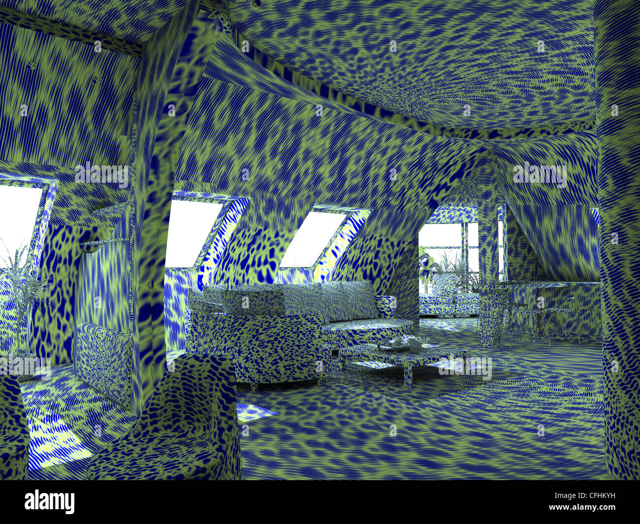 acid modern interior of the private apartment (3d Stock Photo - Alamy